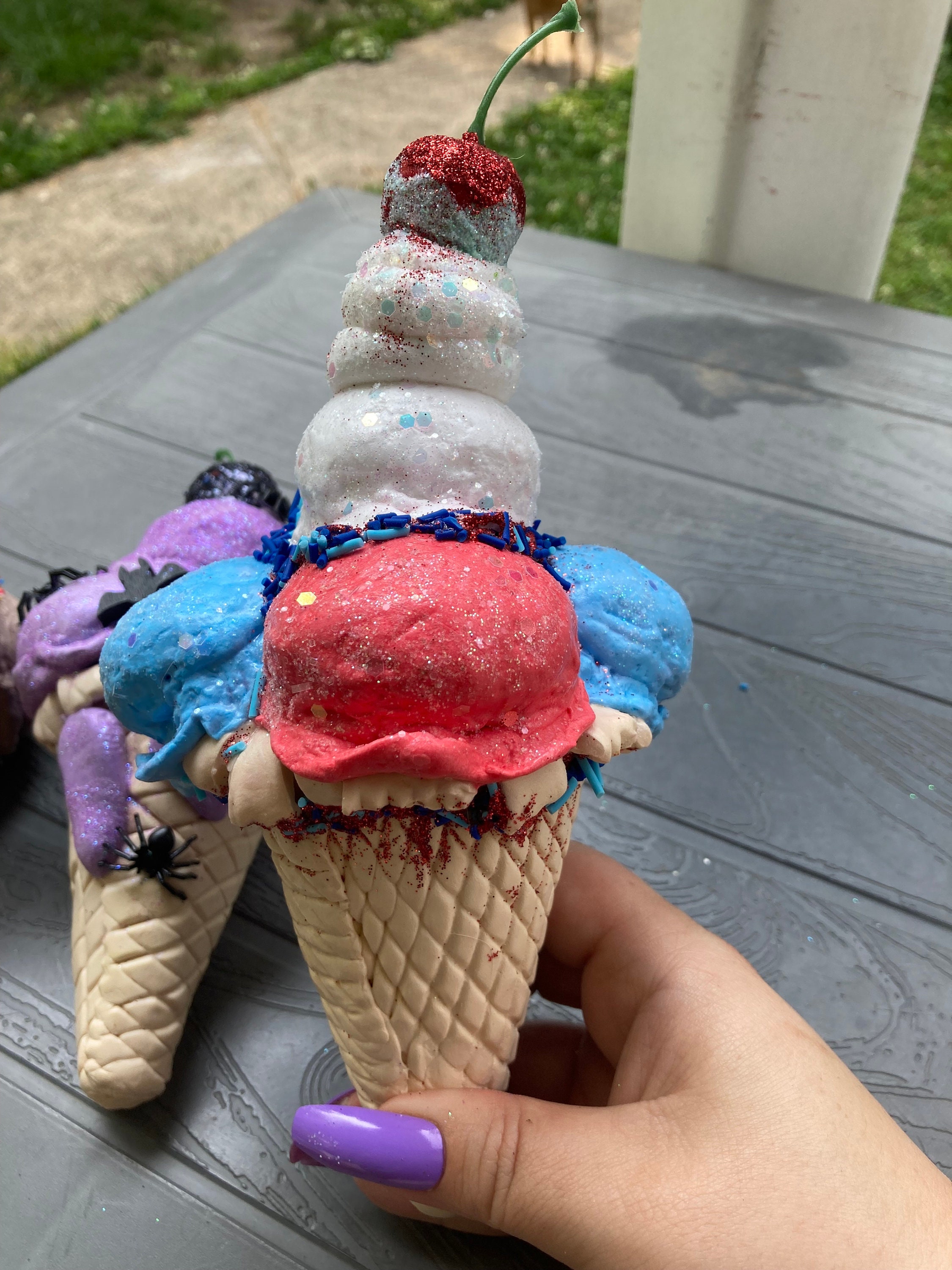 Large Ice Cream Cone, Fake Ice Cream, Halloween Props, Fake Food, Faux ...