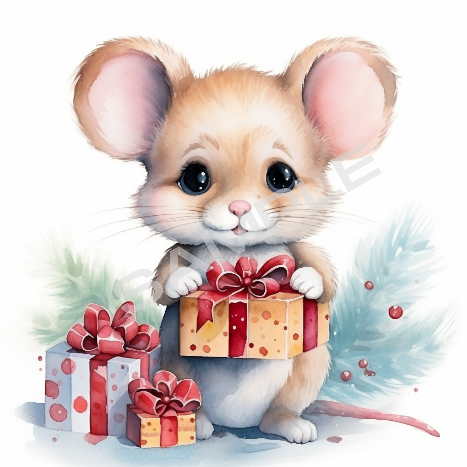 Christmas Mouse Clipart 21 High Quality Pngs, Digital Download ...