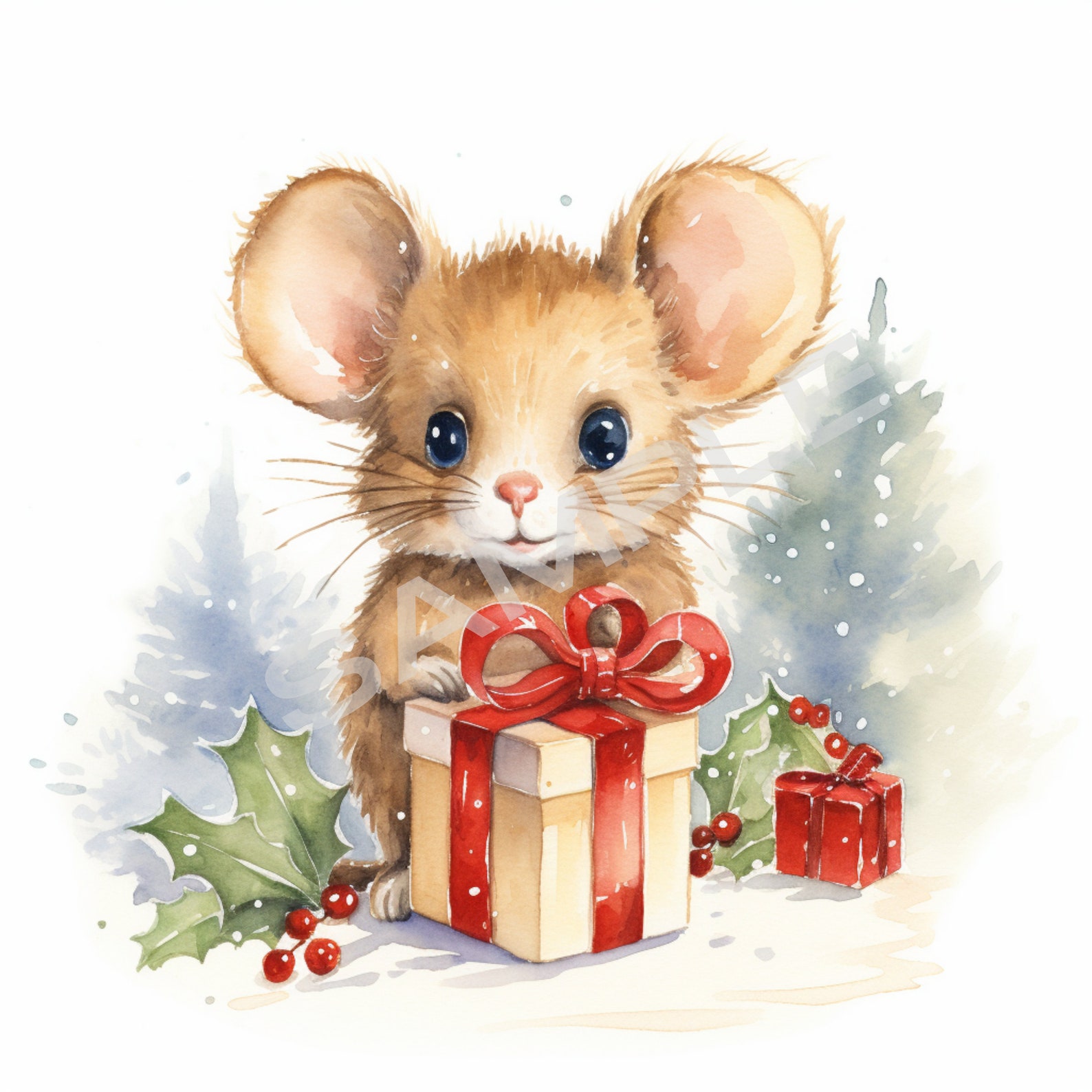 Christmas Mouse Clipart 21 High Quality Pngs, Digital Download ...