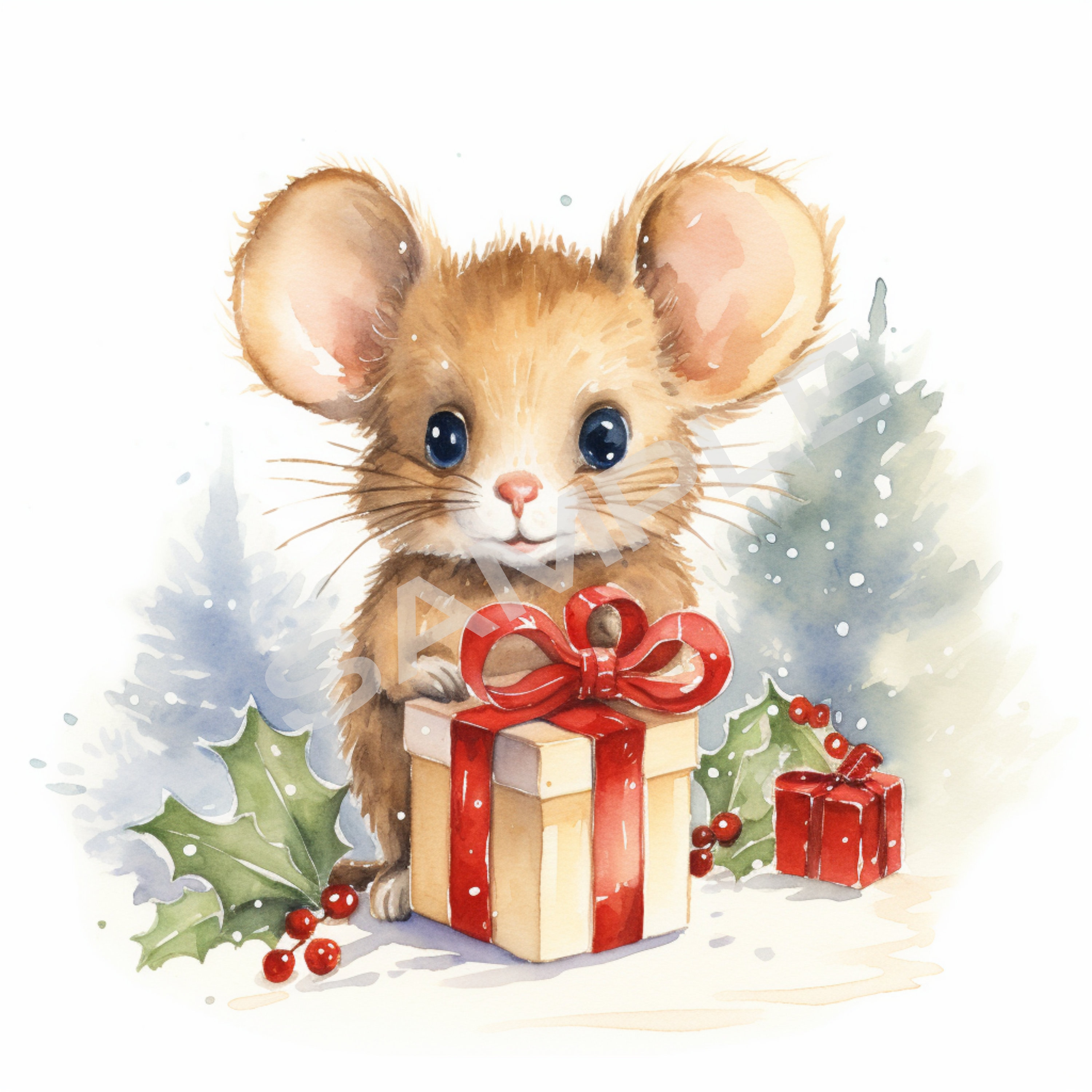 Christmas Mouse Clipart 21 High Quality Pngs, Digital Download ...