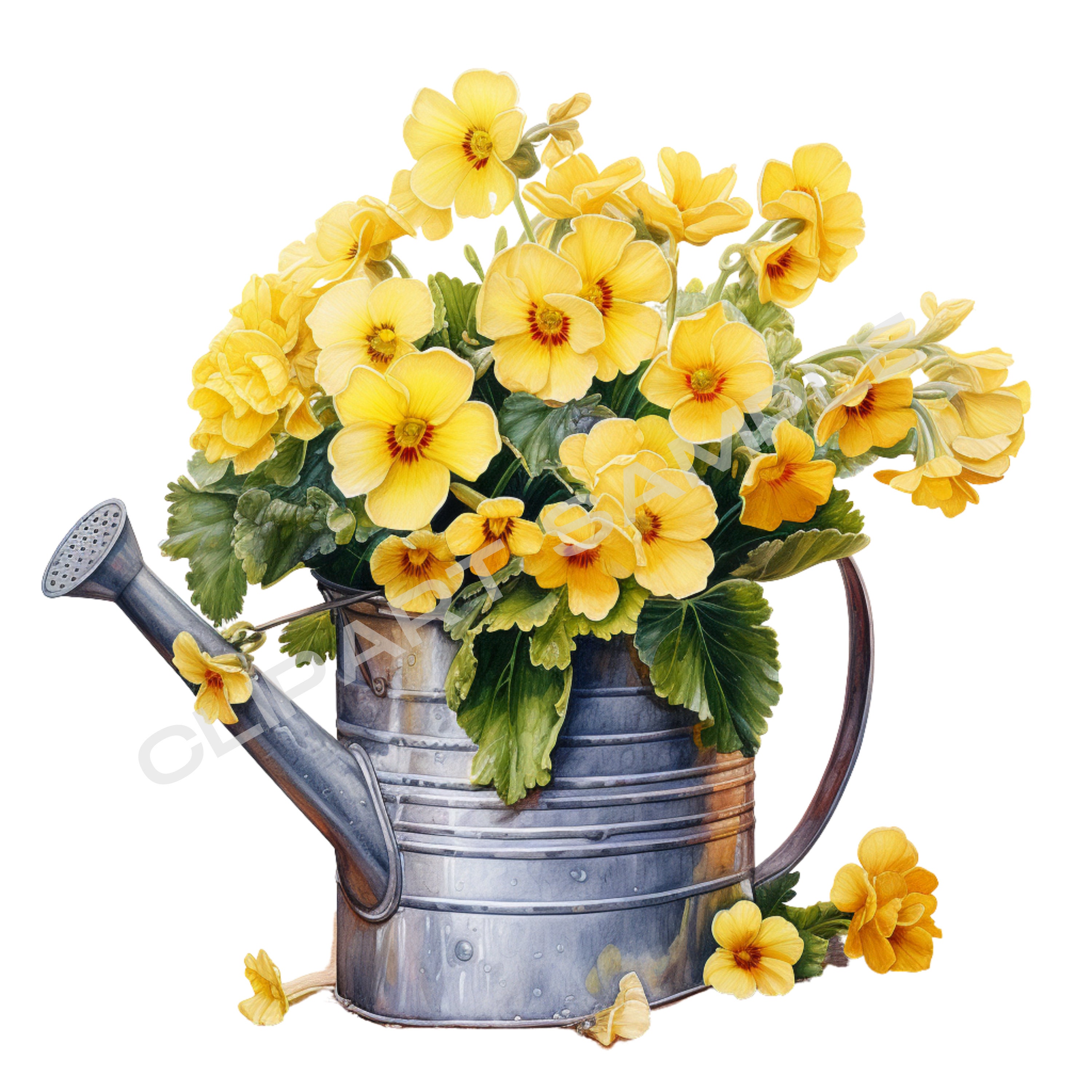 Birth Month February Watercolor Violets and Primroses Flowers Clipart ...