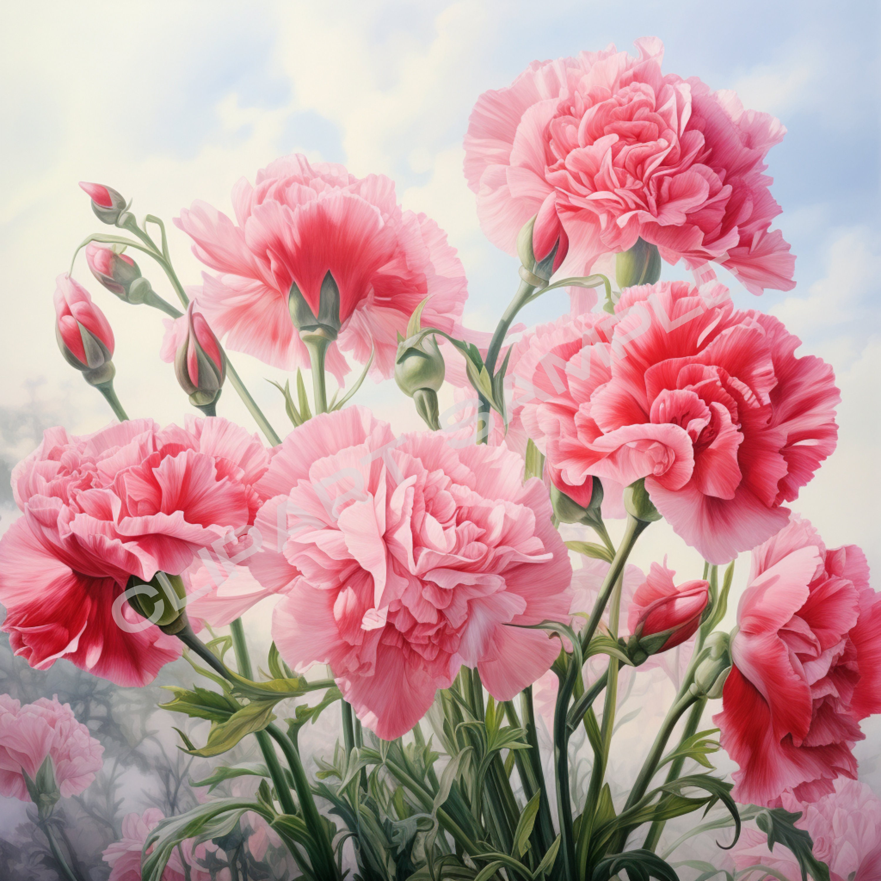 Birth Month January Watercolor Carnation and Snowdrop Flowers Clipart ...