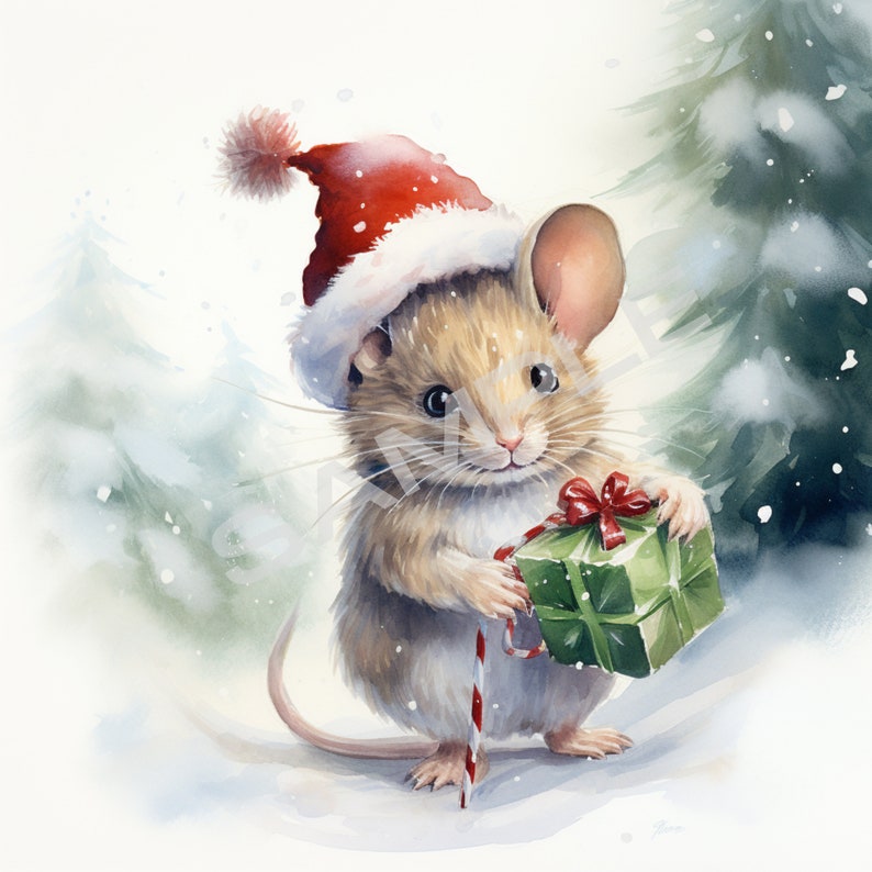 Christmas Mouse Clipart 21 High Quality Pngs, Digital Download ...
