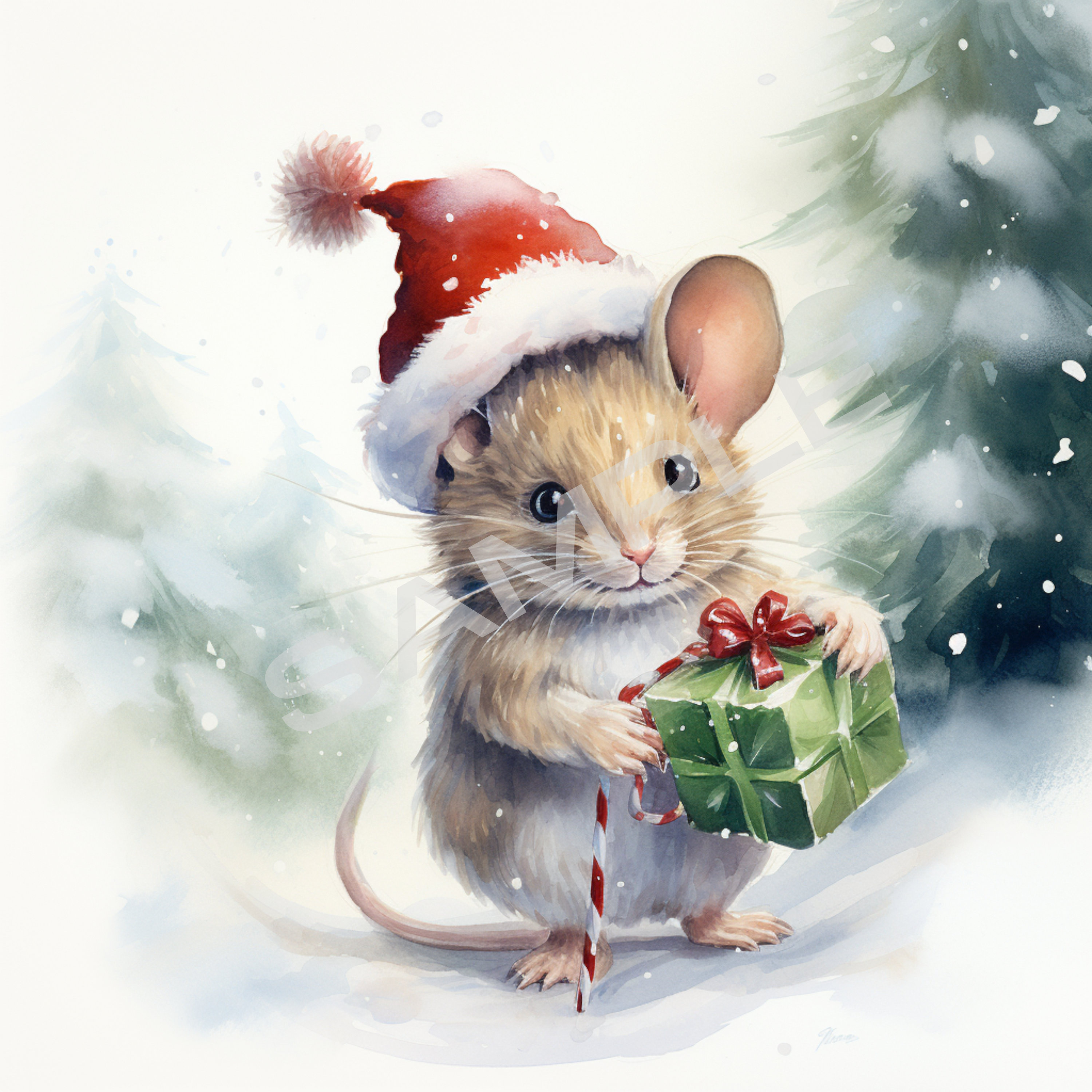 Christmas Mouse Clipart 21 High Quality Pngs, Digital Download ...