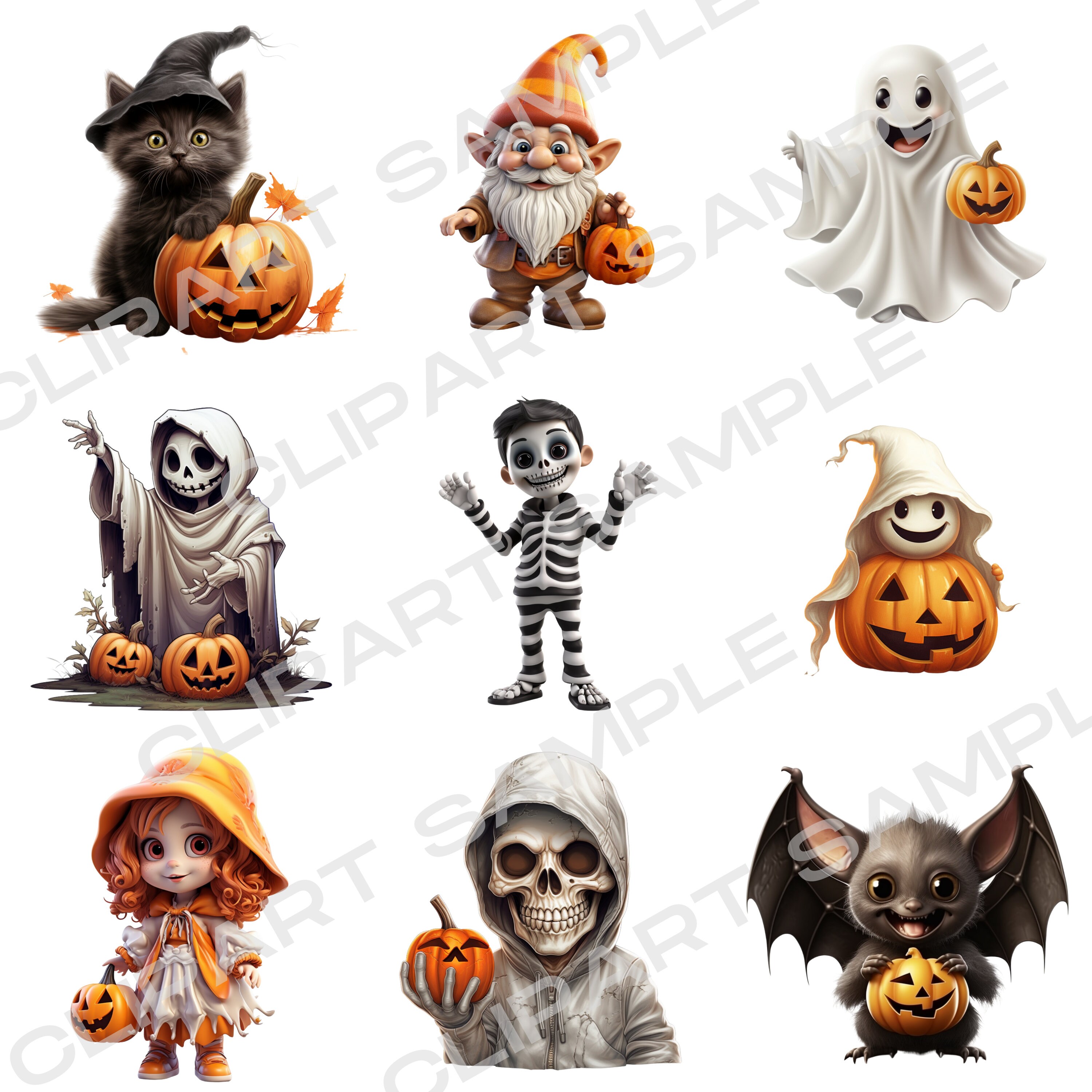 21 Cute Halloween Clipart PNG Bundle Halloween Cat Witch - Etsy
