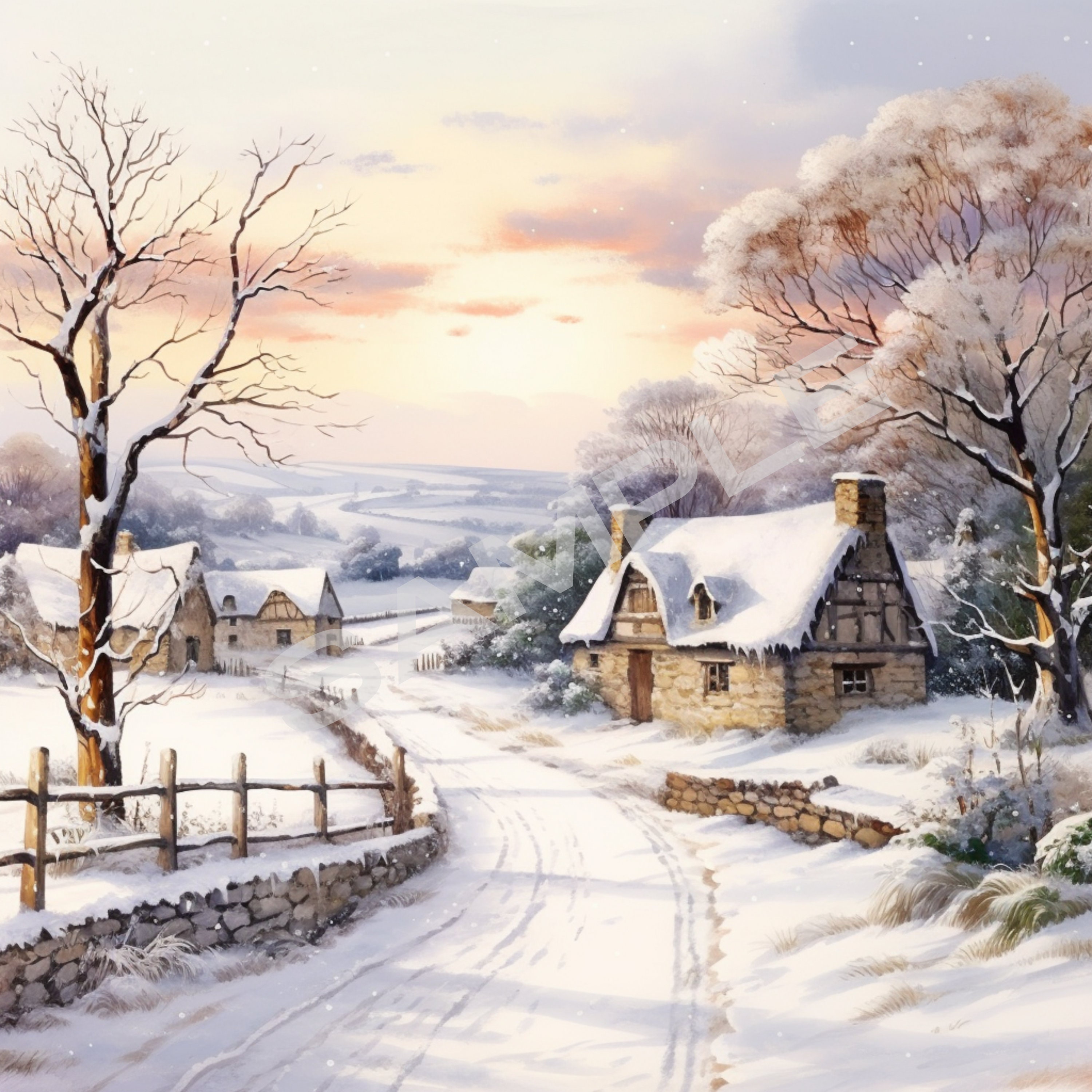 Christmas Countryside Clipart 15 High Quality Pngs, Digital Download ...