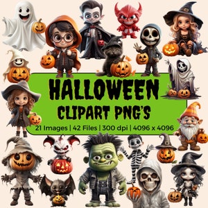 21 Cute Halloween Clipart PNG Bundle Halloween Cat Witch - Etsy