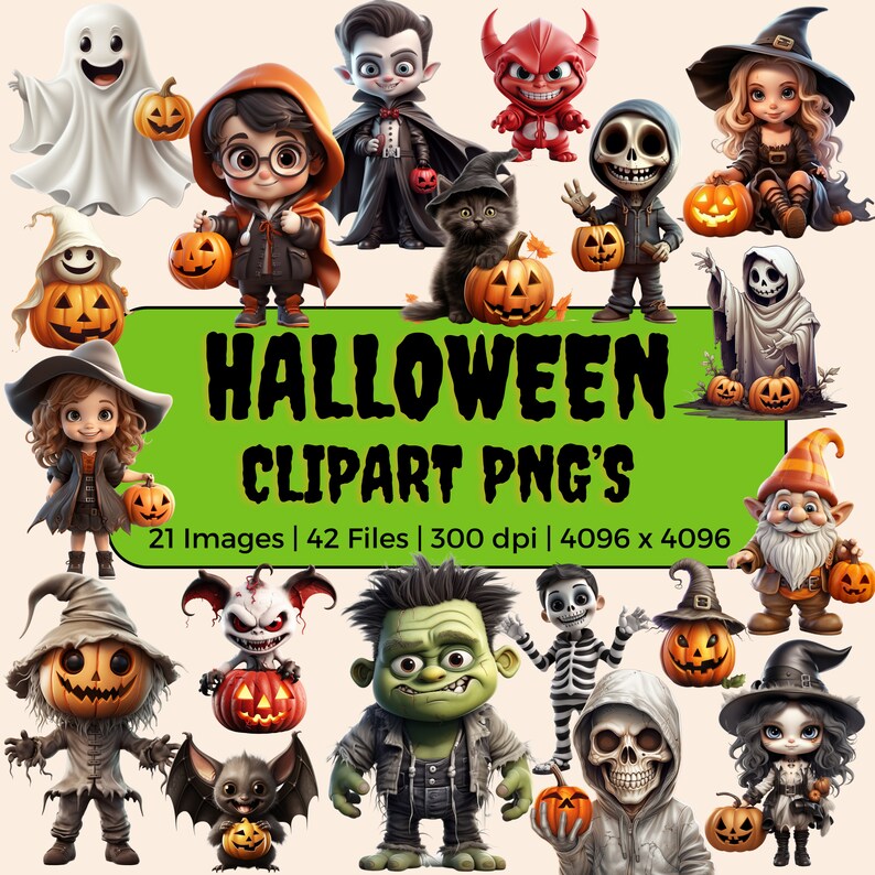 21 Cute Halloween Clipart PNG Bundle Halloween Cat Witch - Etsy
