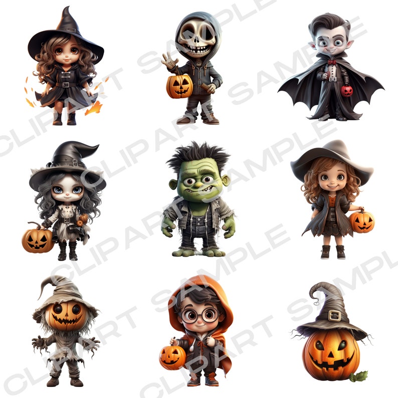 21 Cute Halloween Clipart PNG Bundle Halloween Cat Witch - Etsy