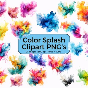 Watercolor Color Splash Clipart PNG, Paint Splatter Clipart, Alcohol ...