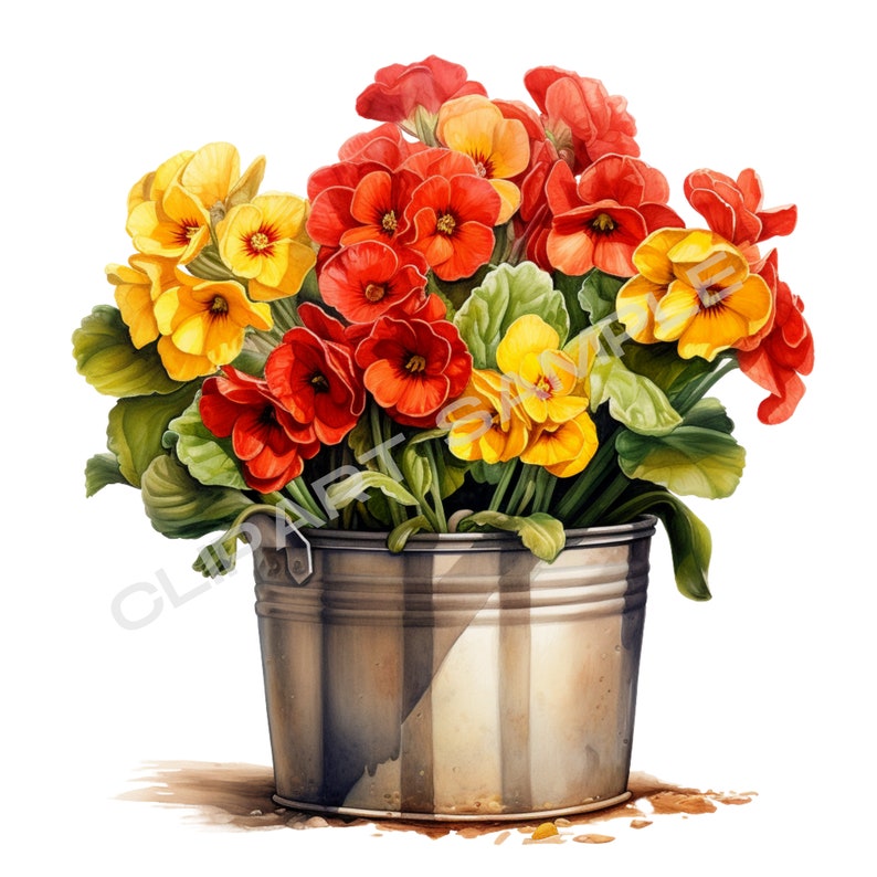 Birth Month February Watercolor Violets and Primroses Flowers Clipart ...