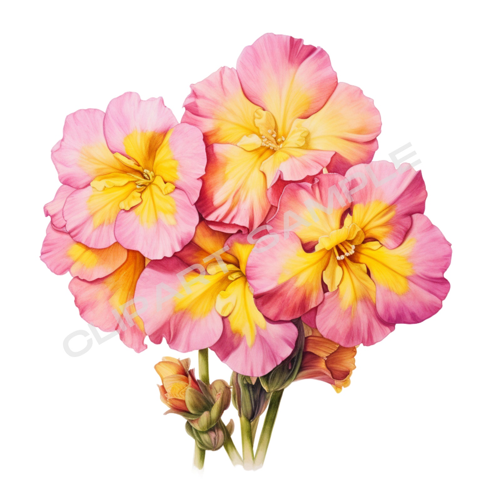 Birth Month February Watercolor Violets and Primroses Flowers Clipart ...