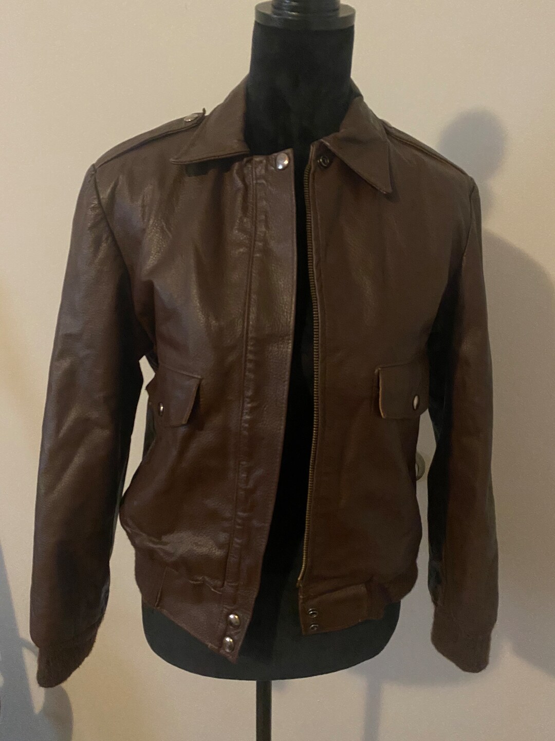 50s/40s Bomber Style Leather Jacket Mens Small - Etsy