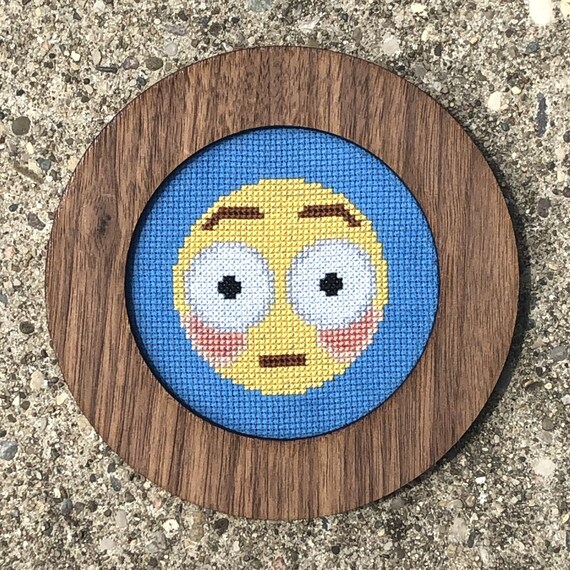 Flushed Face Emoji Cross Stitch Pattern Instant PDF Download - Etsy