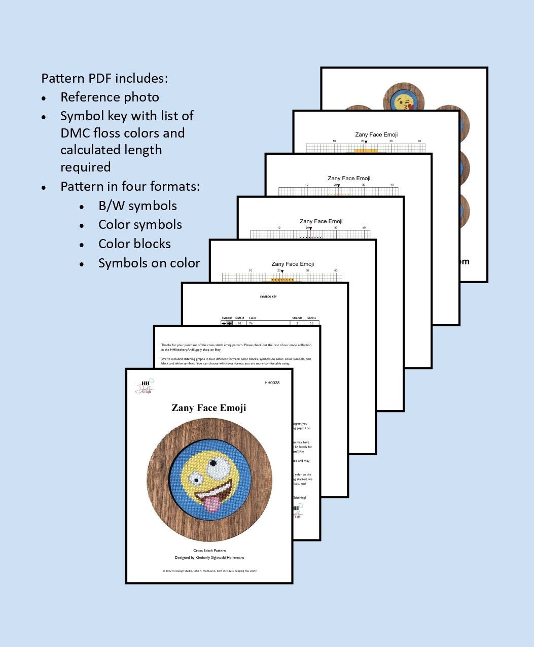 Zany Face Emoji Cross Stitch Pattern Instant PDF Download Beginner and ...