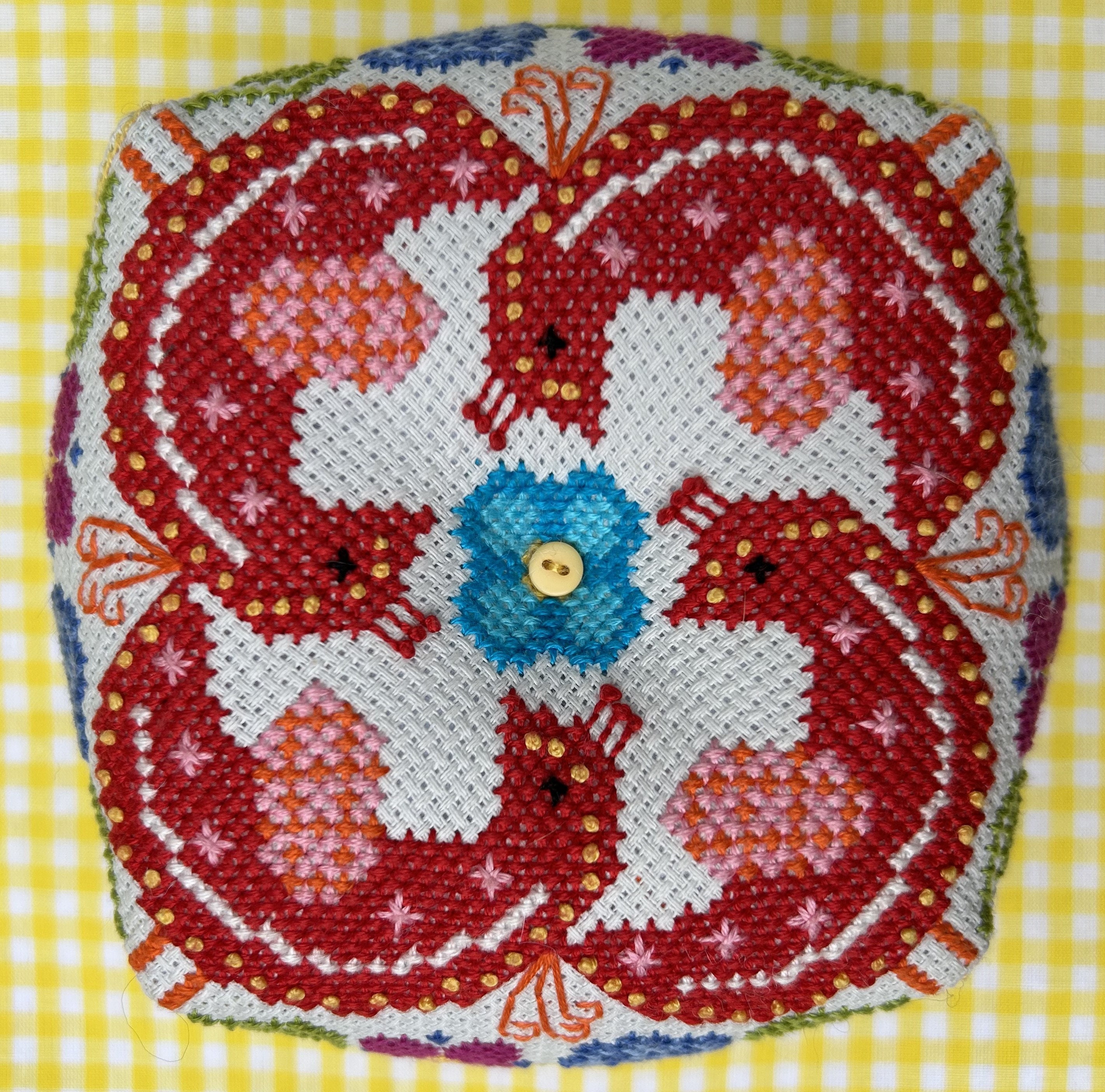 Folk Art Bird Biscornu Cross Stitch Pattern - Instant PDF Download - Etsy