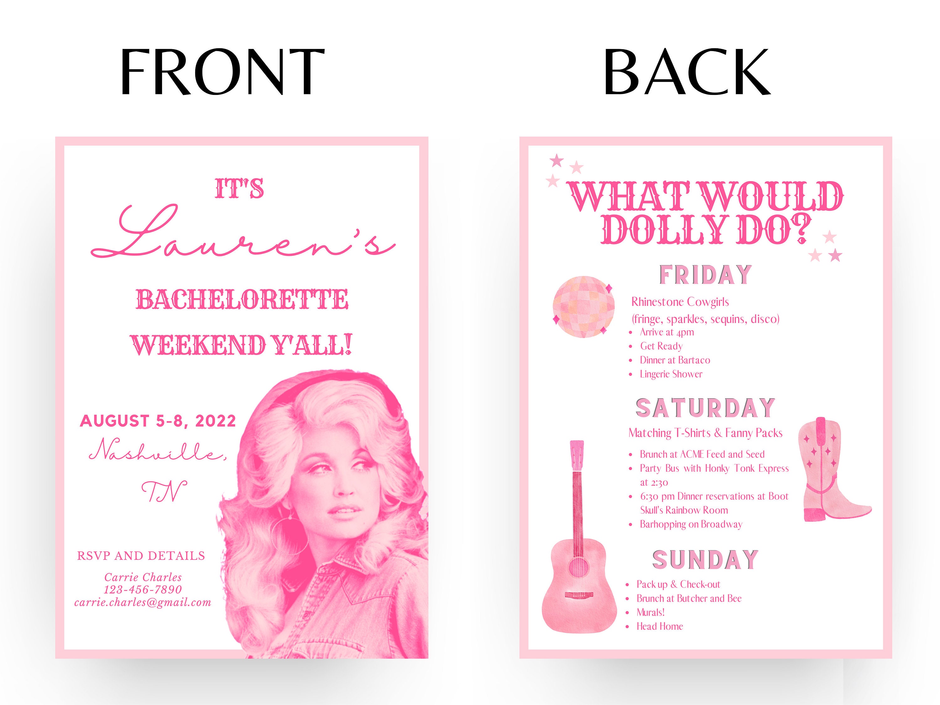 Editable Dolly Parton Bachelorette Trip Invitation Template - Etsy