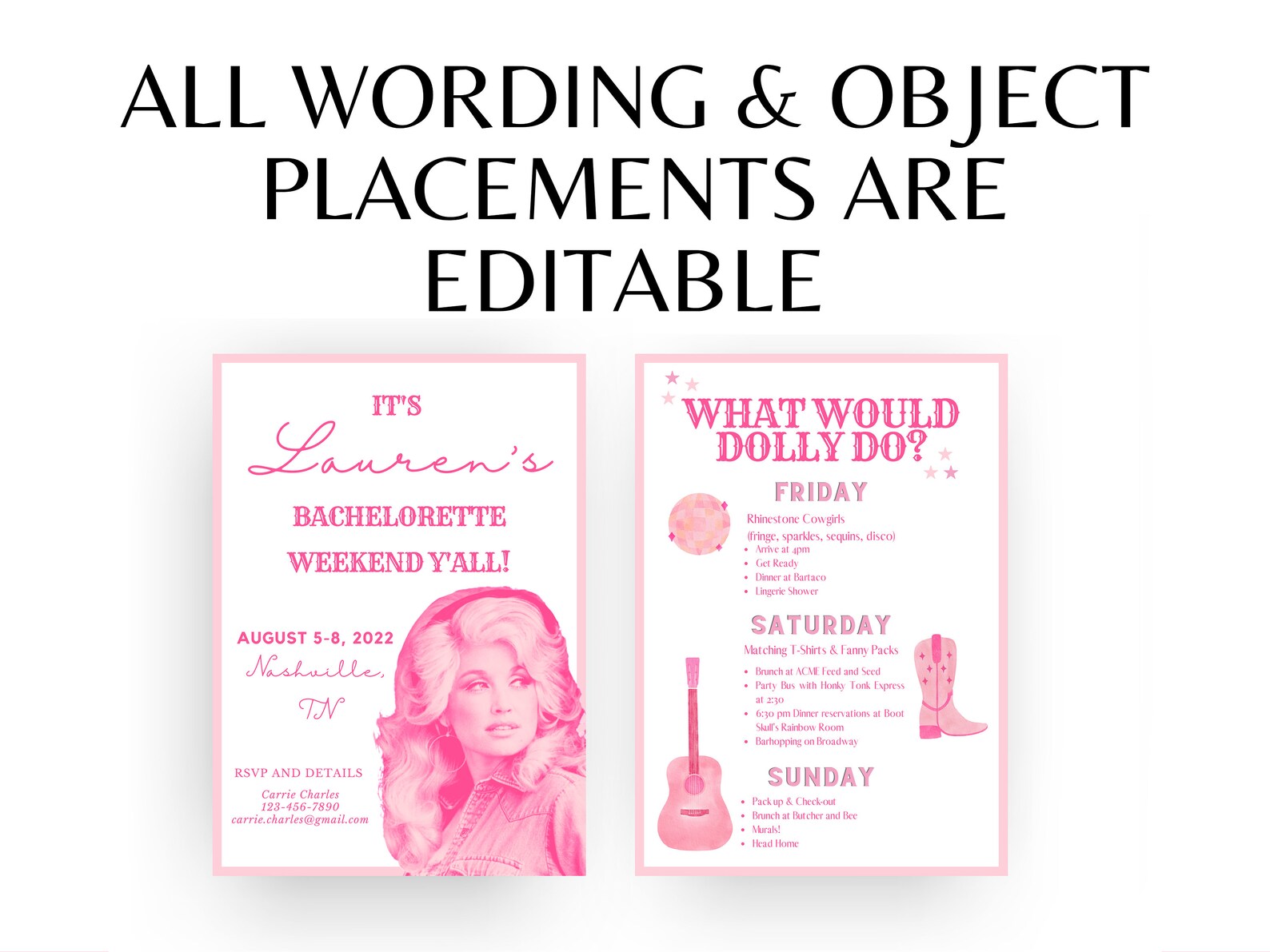 Editable Dolly Parton Bachelorette Trip Invitation Template - Etsy