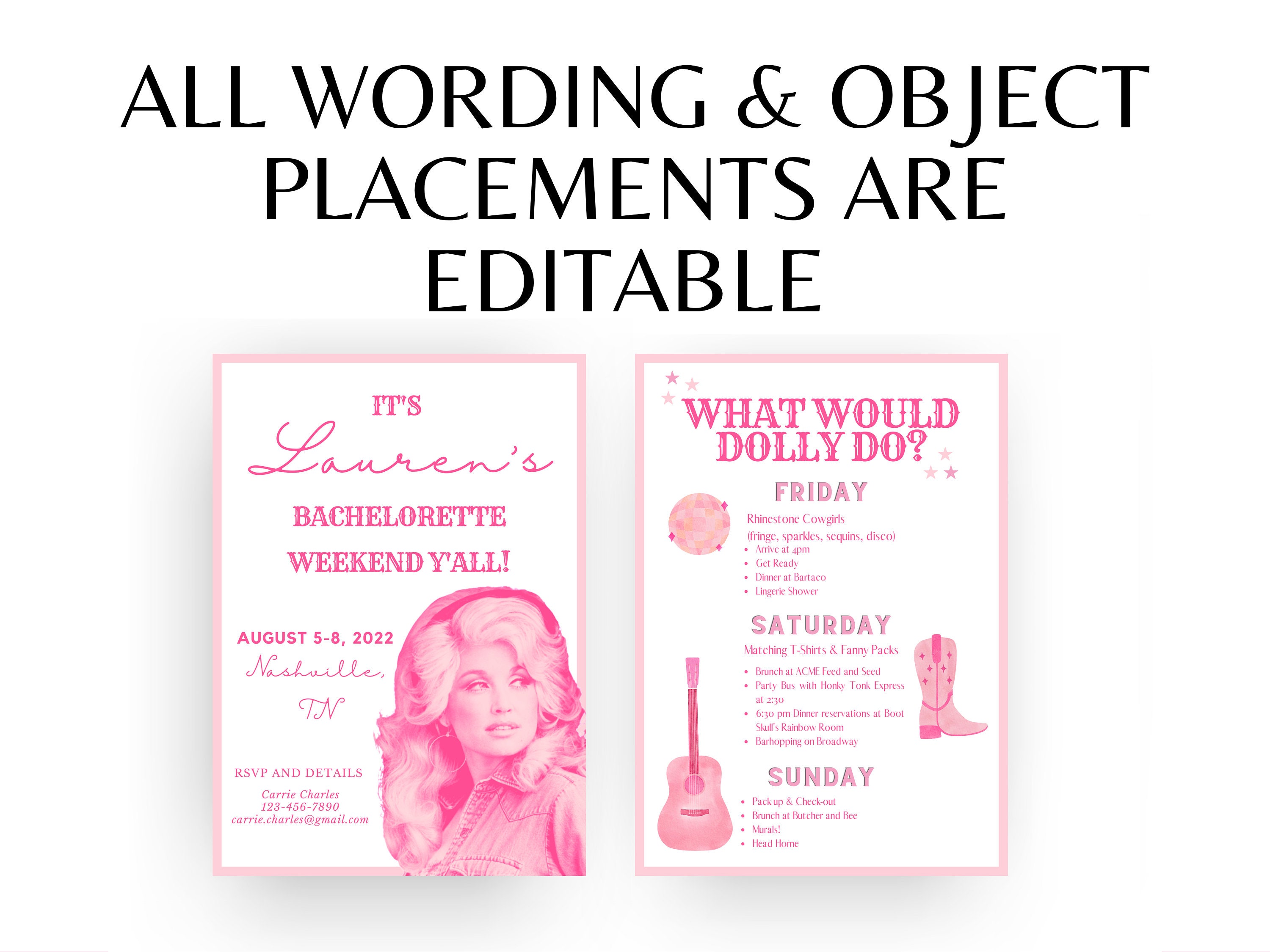 Editable Dolly Parton Bachelorette Trip Invitation Template - Etsy