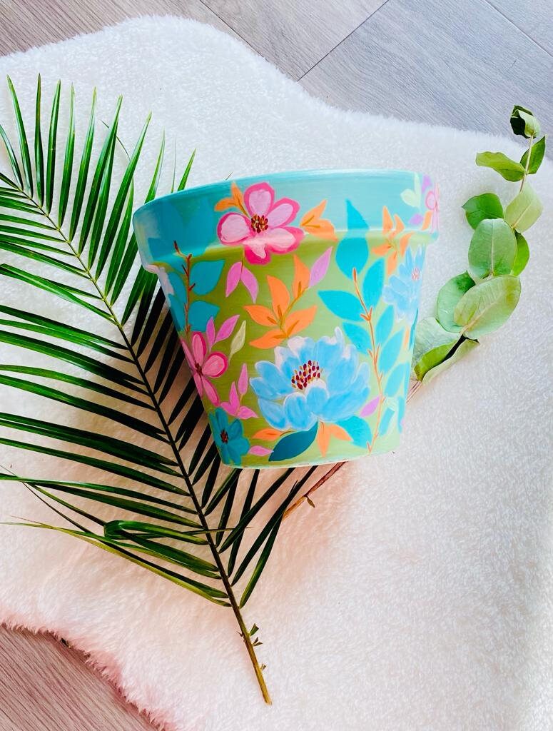 Handpainted Terracotta Plant Pot Indoor Outdoor Gift - Etsy