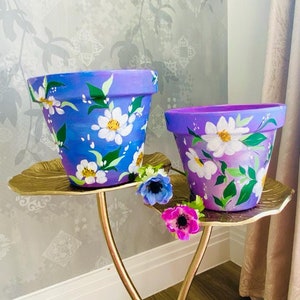 Handpainted Terracotta Plant Pot Indoor Outdoor Gift - Etsy