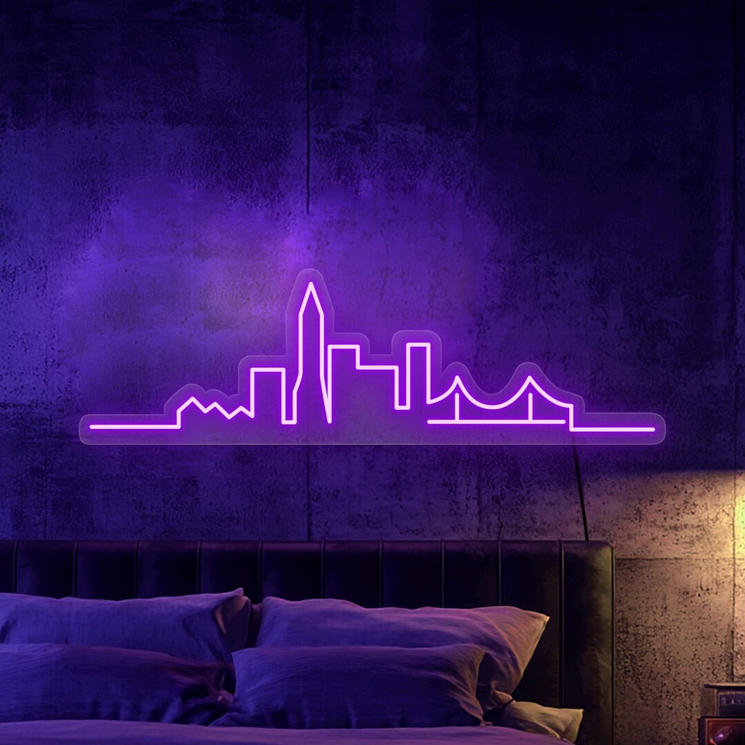 City Skyline Neon Sign,college Dorm Decor,skyline Neon Light Gift ...