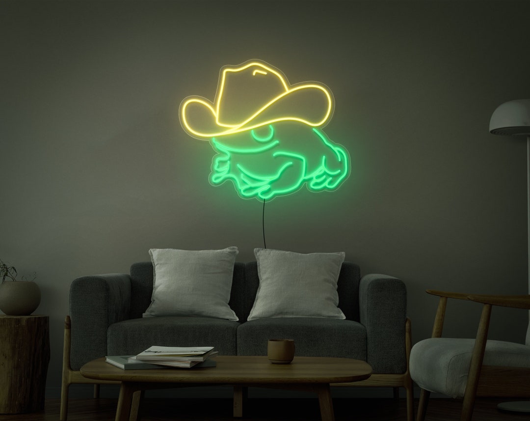 Frog in Cowboy Hat, Cowboy Hat Neon Sign, Cowboy Led Sign, Western ...