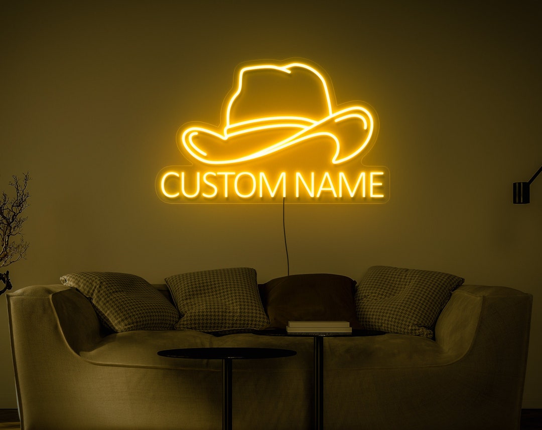 Cowboy Hat With Name Sign, Cowboy Hat Neon Sign, Personalized Cowboy ...