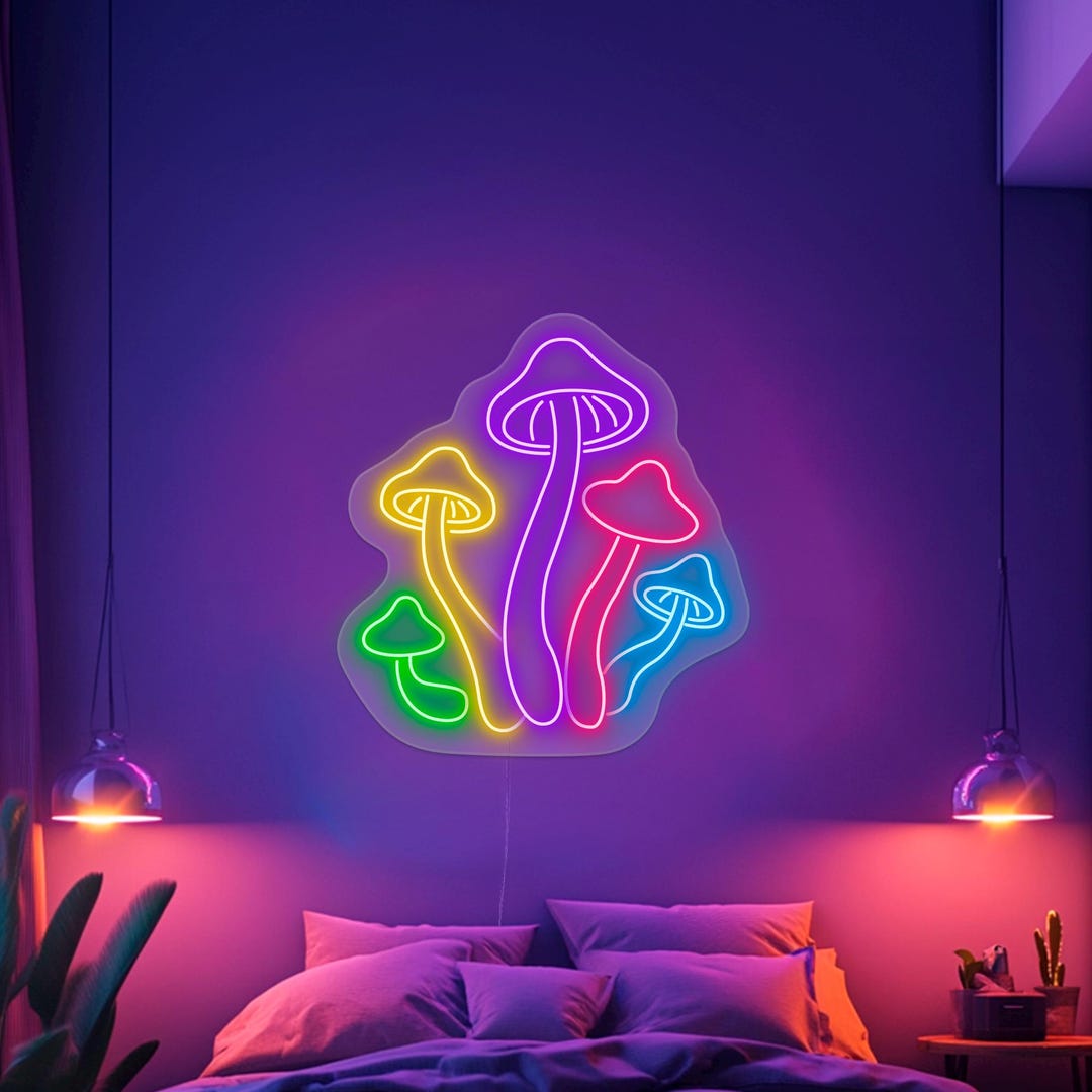 Mushrooms Wall Art, Multicolor Neon Sign, Mushrooms Decor Lighting ...