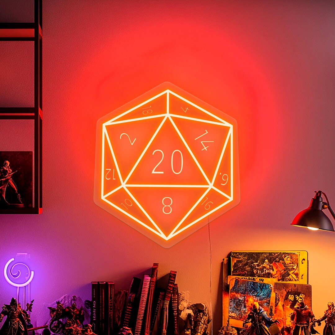 Dnd Neon Sign, Dnd Led Wall Art, Dnd Lamp, D20 Decoration, Dungeons ...