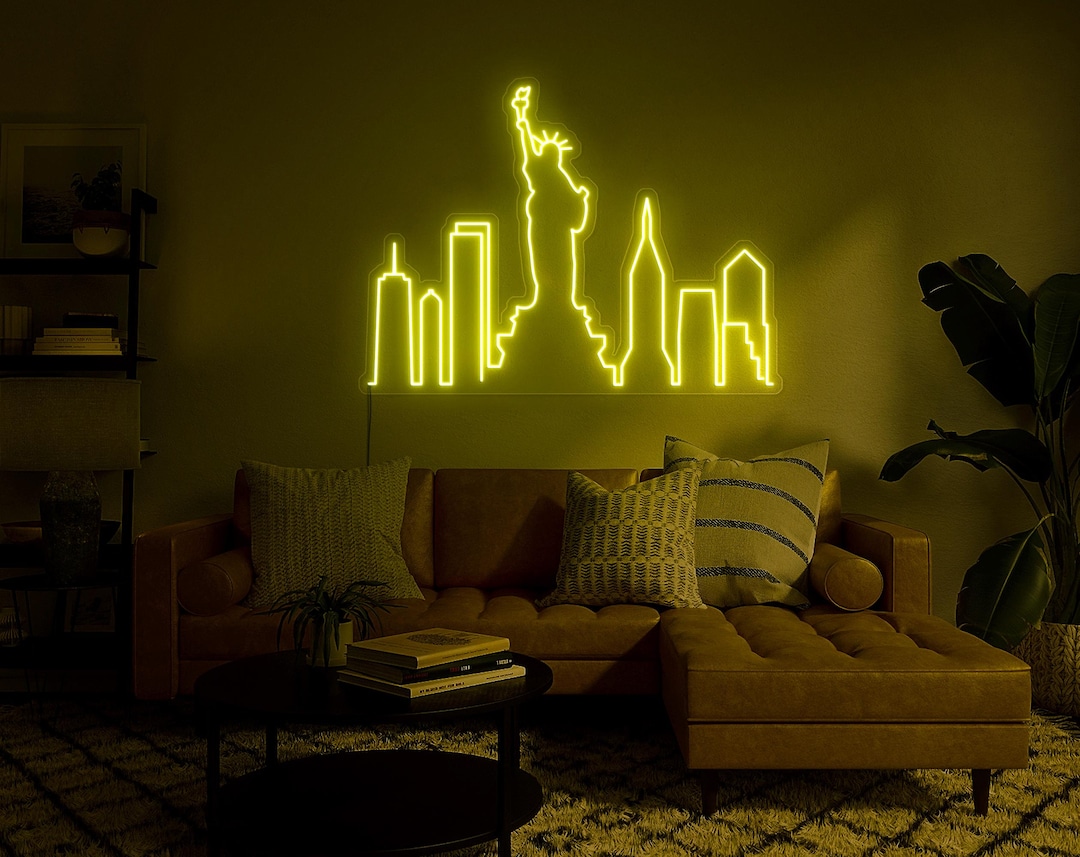 New York Sky Line Neon Sign, New York Neon Light, City Skyline Wall Art ...