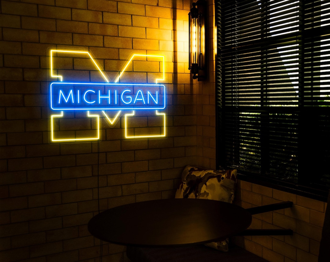 Michigan Neon Sign, Michigan Led Sign, Michigan Football Sign, Football ...