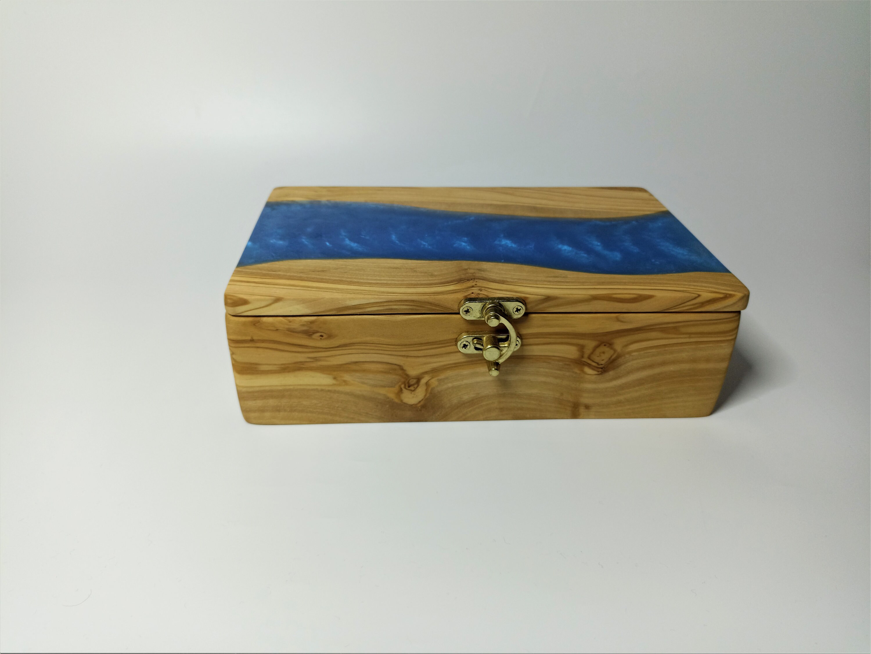 Epoxy & Olive Wood Jewelry Box Lll Storage Box Ll Natural Wood Epoxy ...