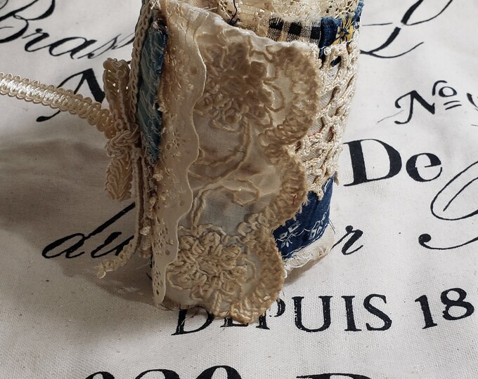 Blue Snippet Roll on Spool, Vintage Quilt Clusters, Fabric and Lace ...