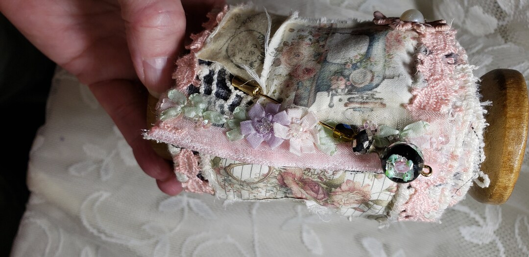 Snippet Roll in Pink Snippet Roll on Wood Spool Sewing - Etsy