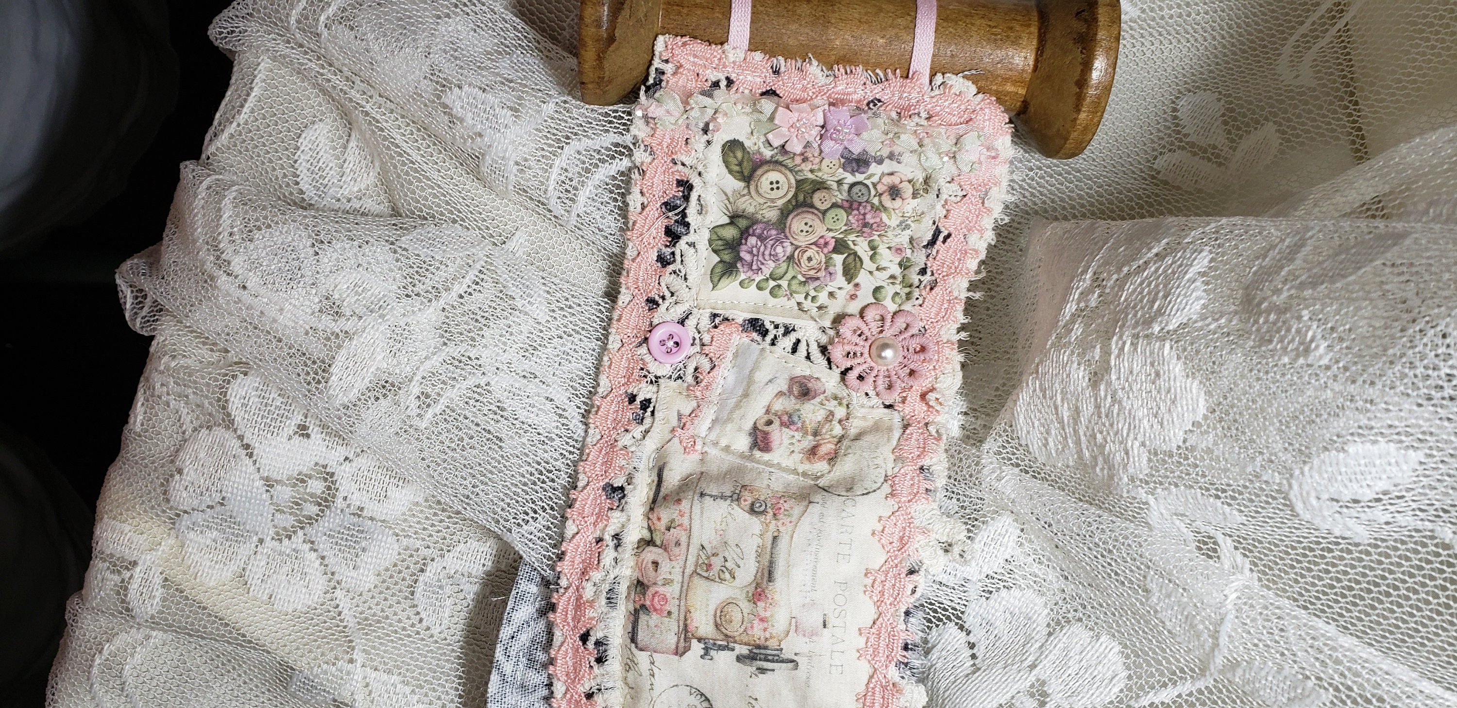 Snippet Roll in Pink Snippet Roll on Wood Spool Sewing - Etsy