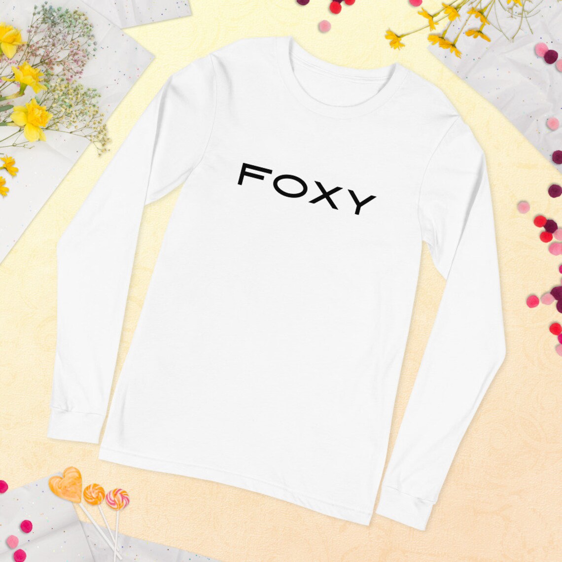 Unisex FOXY Long Sleeve Tee Solid Colors Fun Casual Shirt | Etsy