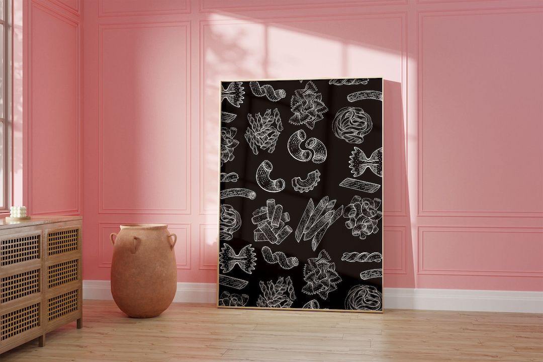 Pasta Art Print, Pasta Art, Pasta, Digital Food Print, Trendy Pasta Art ...