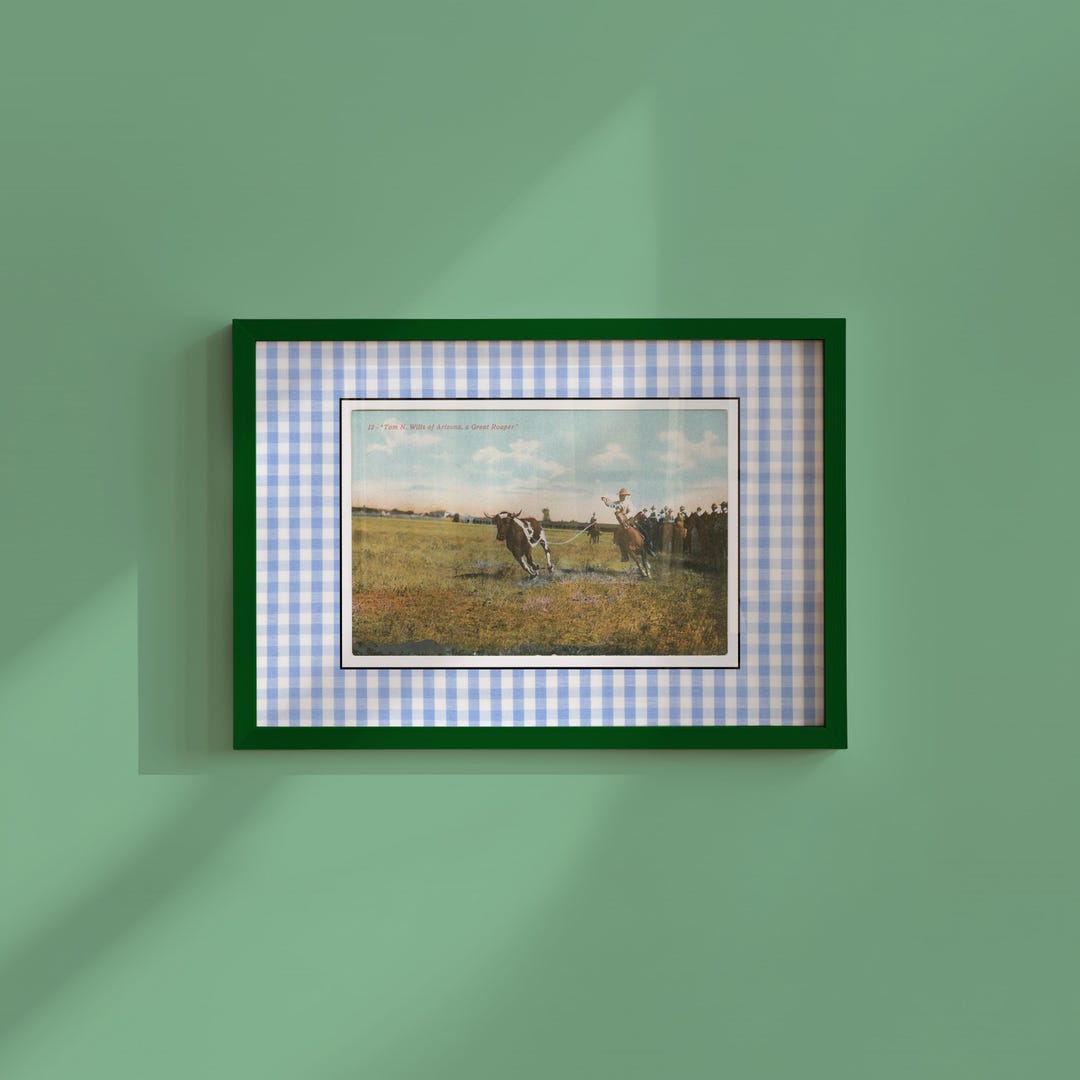 Retro Rodeo Print: Checkered Western Cowboy Art (digital Download) - Etsy