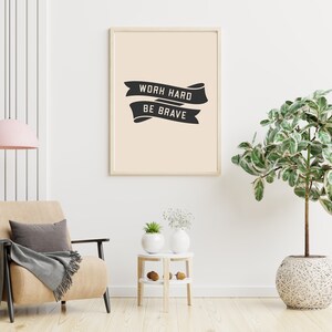 Inspo Art, Work Hard Print, Wall Art Prints, Retro Typography Poster ...