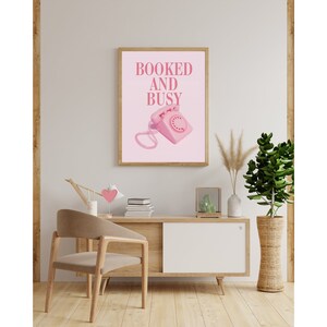 Booked and Busy, Retro Poster, Pink Large Posters, Digital Wall Art ...