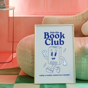 Reading Poster, Classroom Wall Decor, Digital Download, Book Club Art ...
