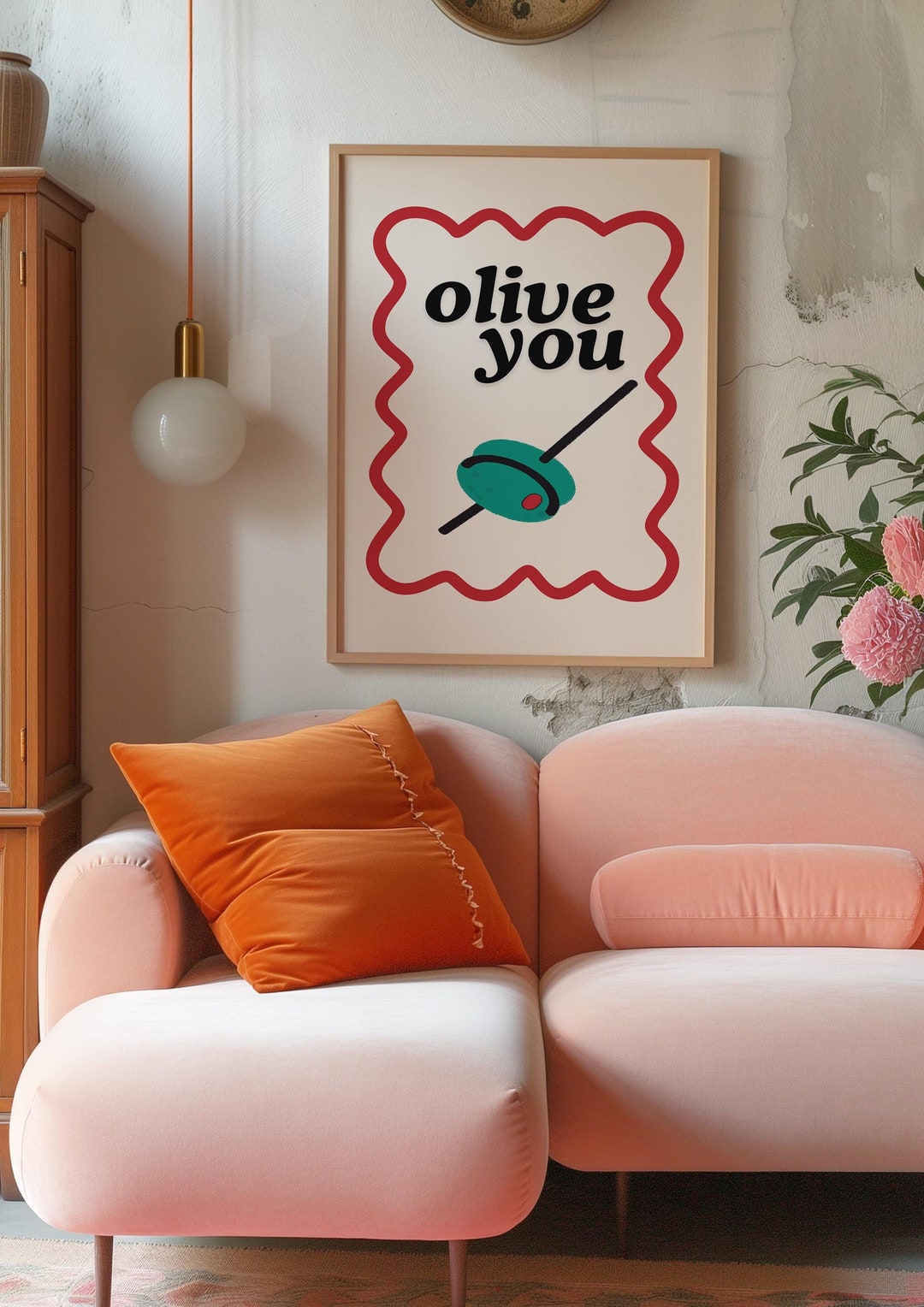 Olive You Wall Art | Cute Olive Print for Maximalist Kitchen Decor | I ...