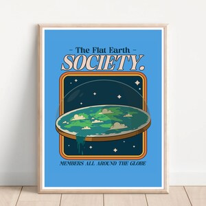 Funny Art Poster, Flat Earth Posters, Silly Wall Art, Pop Art, Cartoon ...
