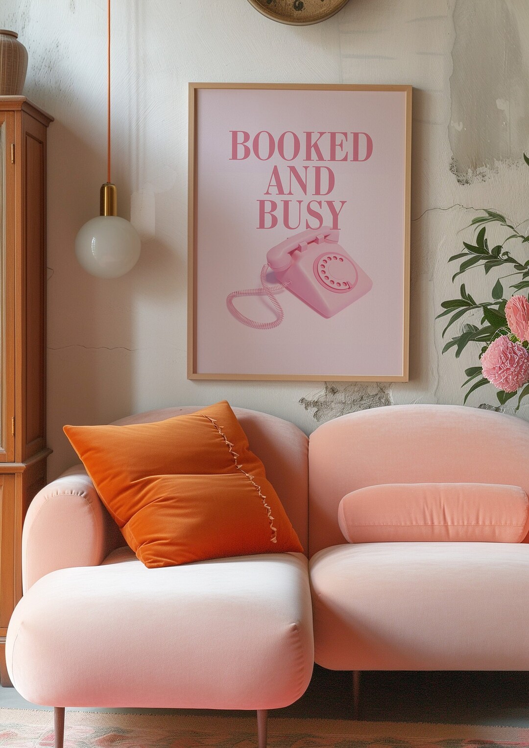 Booked and Busy, Retro Poster, Pink Large Posters, Digital Wall Art ...