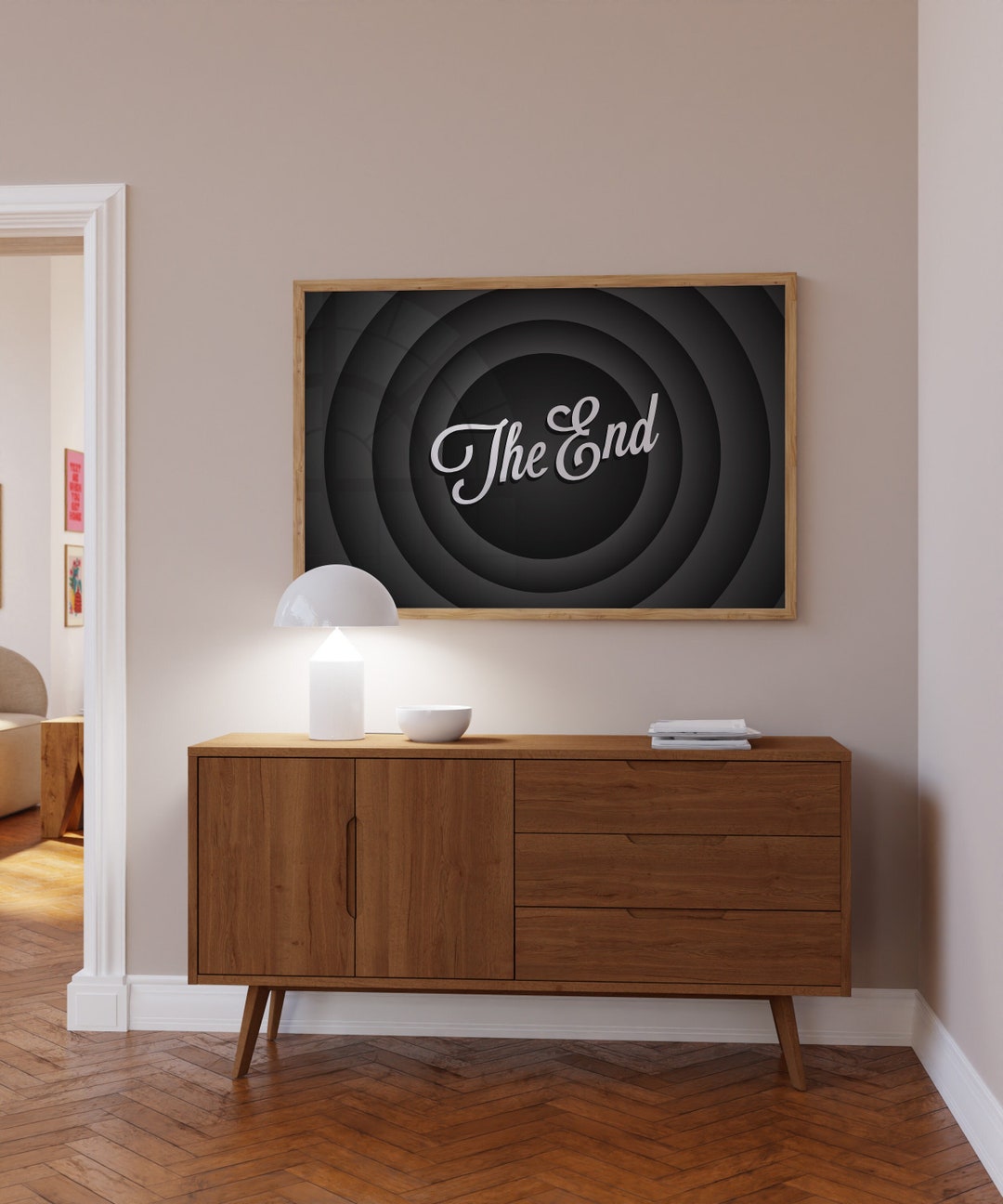 Das Ende-Retro Poster-Wand-Druck-Digitaler Download-Schwarz und weiß ...