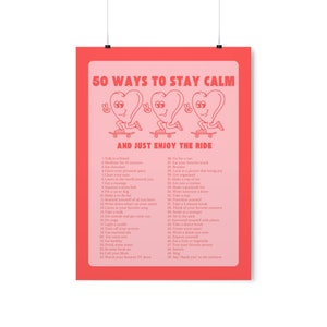 Physical Poster 50 Ways to Stay Calm - Etsy