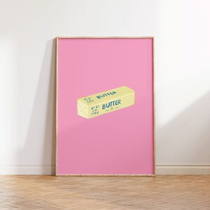 Butter Art Print, Cute Food Illustration, Funny Food Print, Retro Pop ...