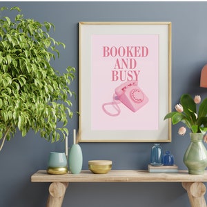 Booked and Busy, Retro Poster, Pink Large Posters, Digital Wall Art ...