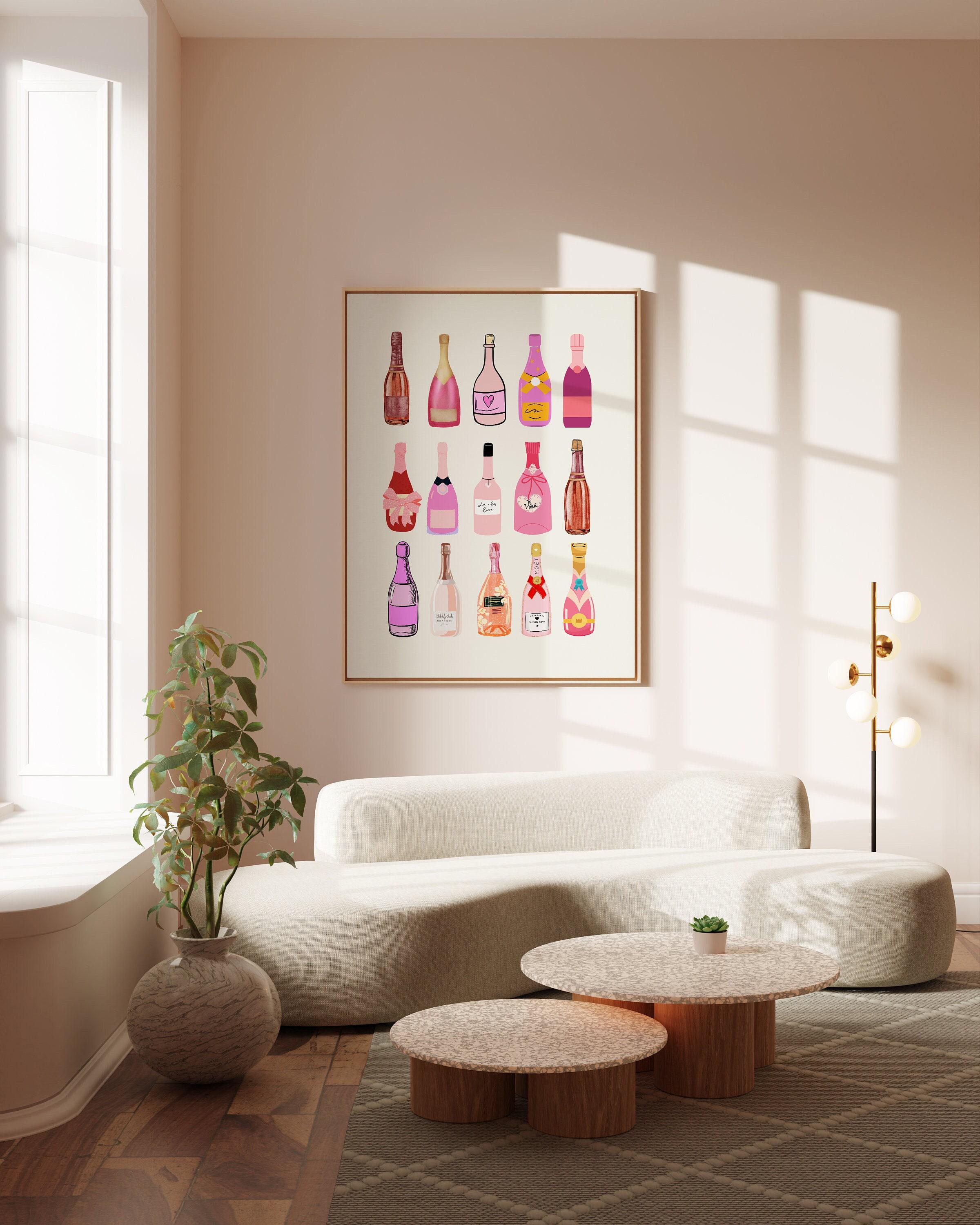 Retro Champagne Poster: Preppy Pink Bar Cart Art (digital Download) - Etsy